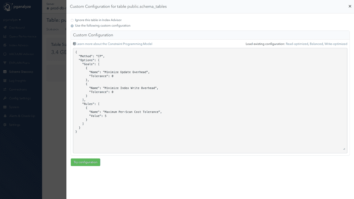 Index Advisor: Experimenting With Different Configurations · pganalyze