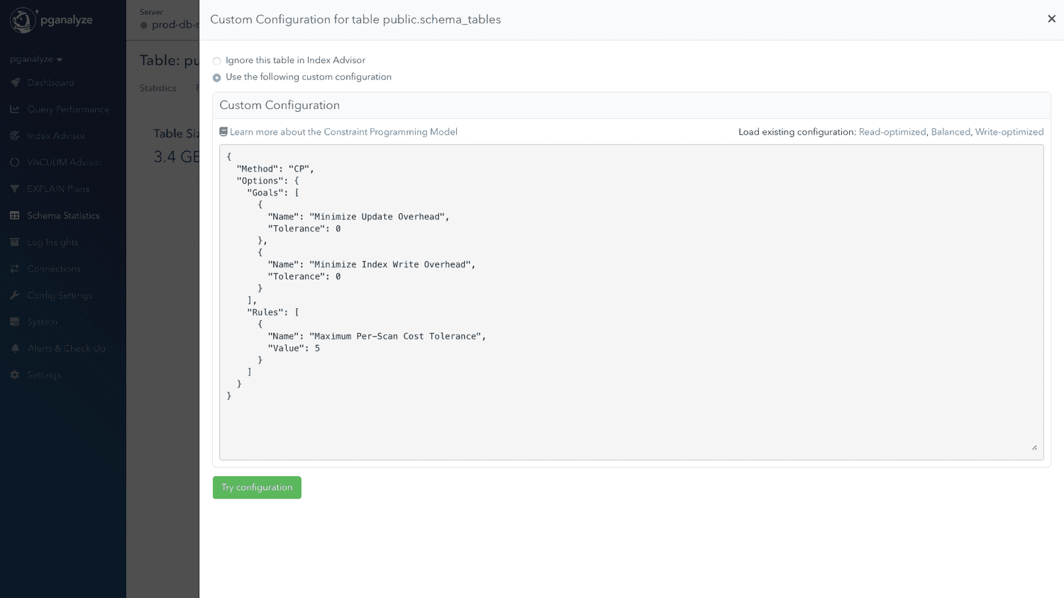 Index Advisor: Experimenting With Different Configurations · pganalyze
