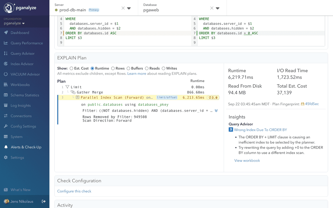 Introducing pganalyze Query Advisor: Proactive Query Plan Optimization for Postgres